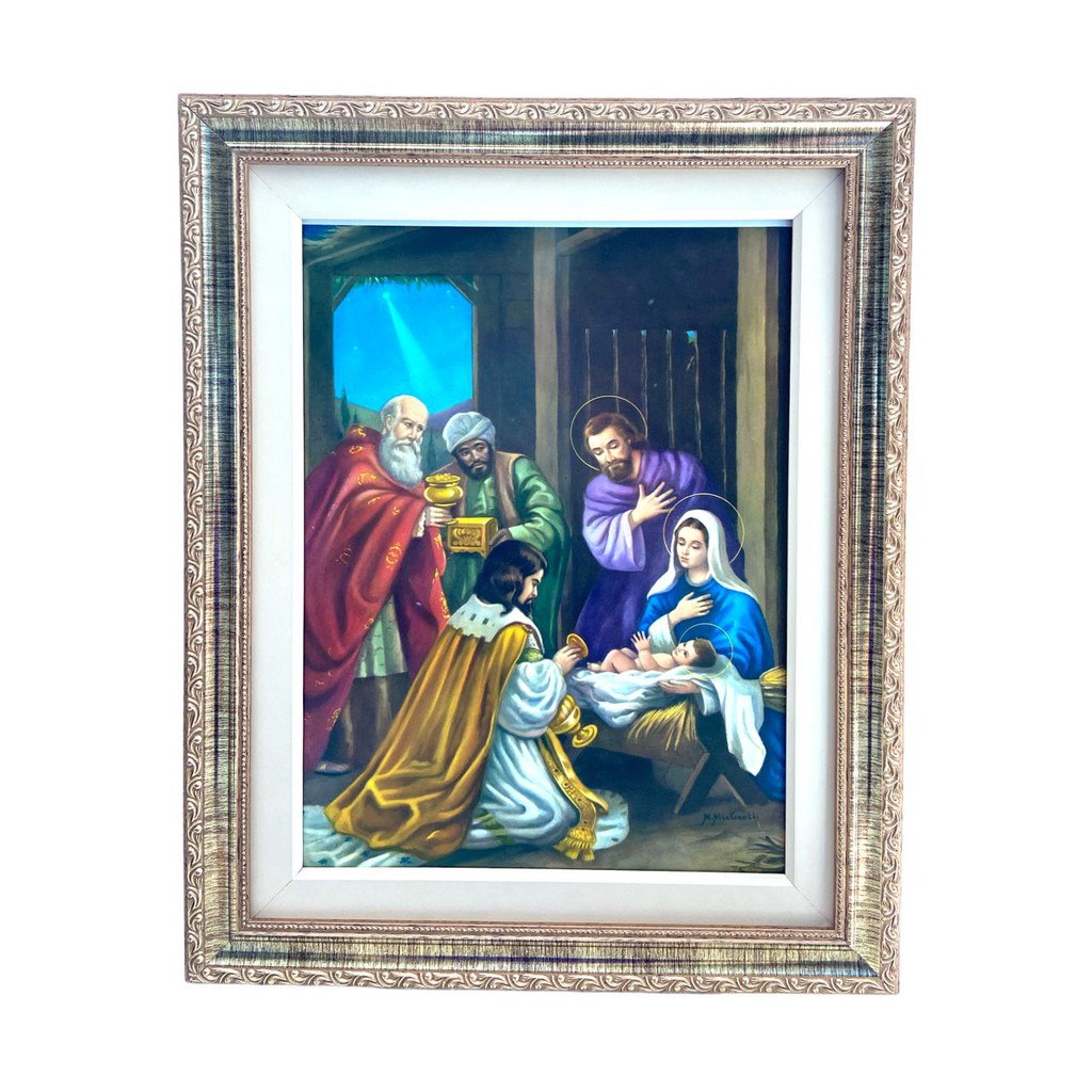 Quadro Três Reis Magos – Quadro Resinado – 50x40 – Moldura Dourada ...
