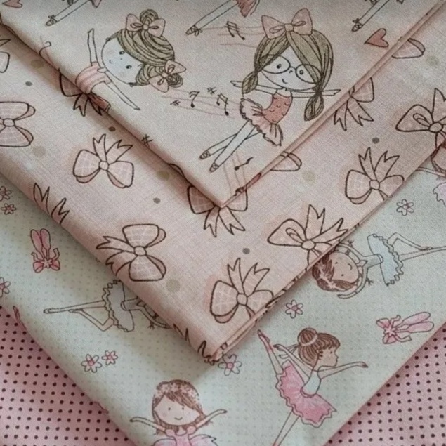 Kit Tricoline Infantil Bailarinas Rosa 70 X 50 Cm - 4 Unid | Shopee Brasil