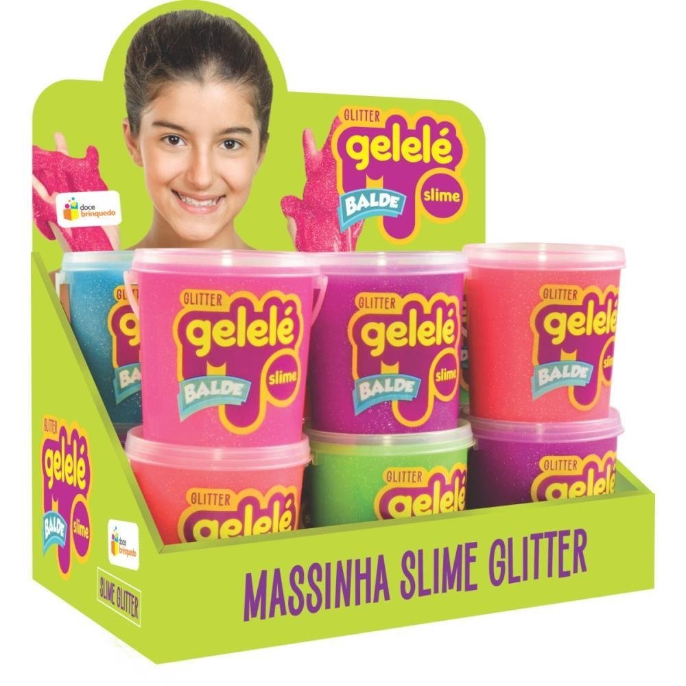 Slime Gelelé Slime Balde Glitter 12 unid. - Doce Brinquedo | Shopee Brasil