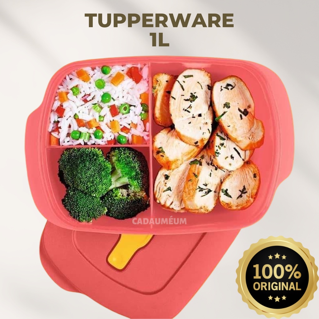 Marmita Tupperware com Divisórias Cristalwave Retangular 1L | Shopee Brasil