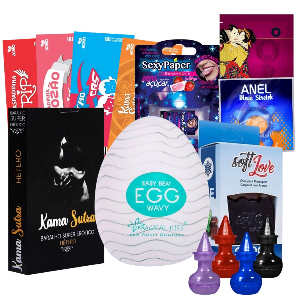 Kit Sex Shop Brinca Mais Egg Masturbador Cyberskin Baralho Kama Sutra ...