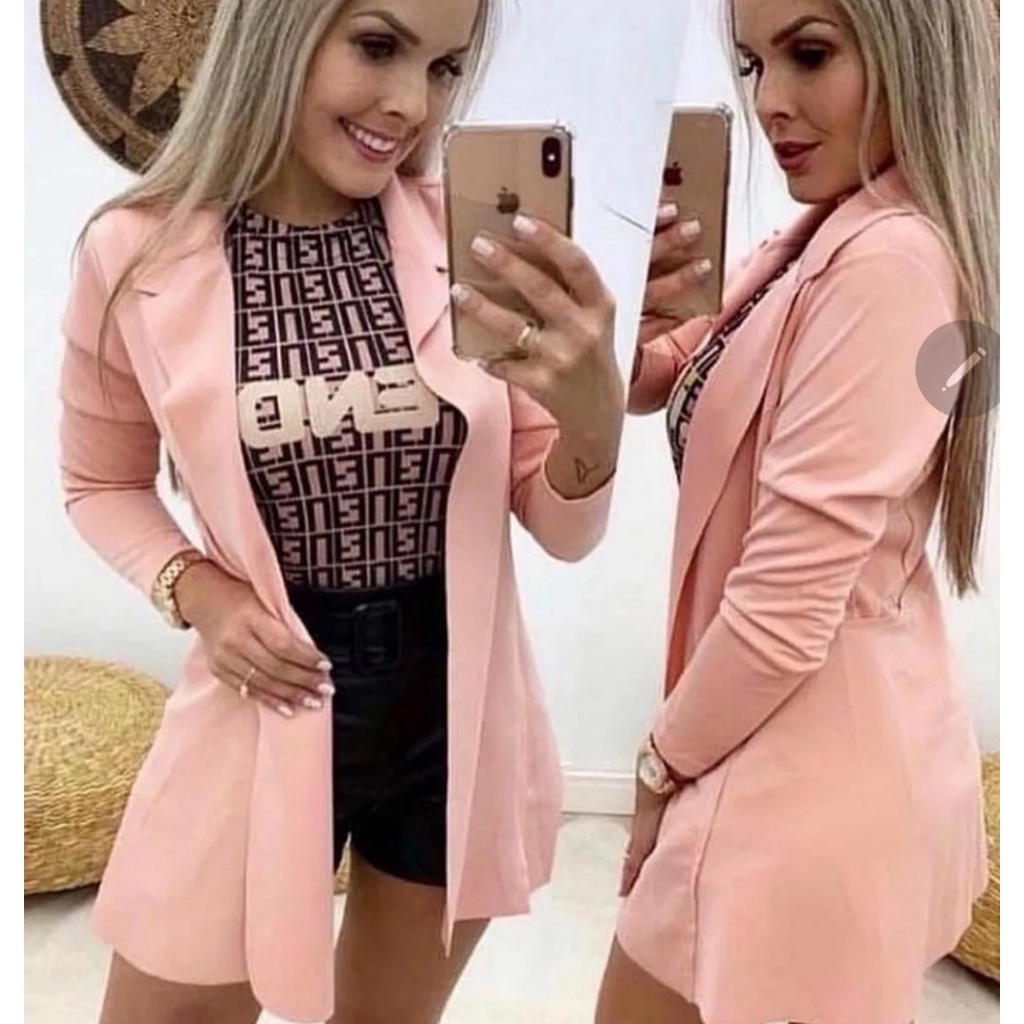 Sobretudo Max Blazer Plus Size Neoprene Feminino Longo P Ao G3 Shopee
