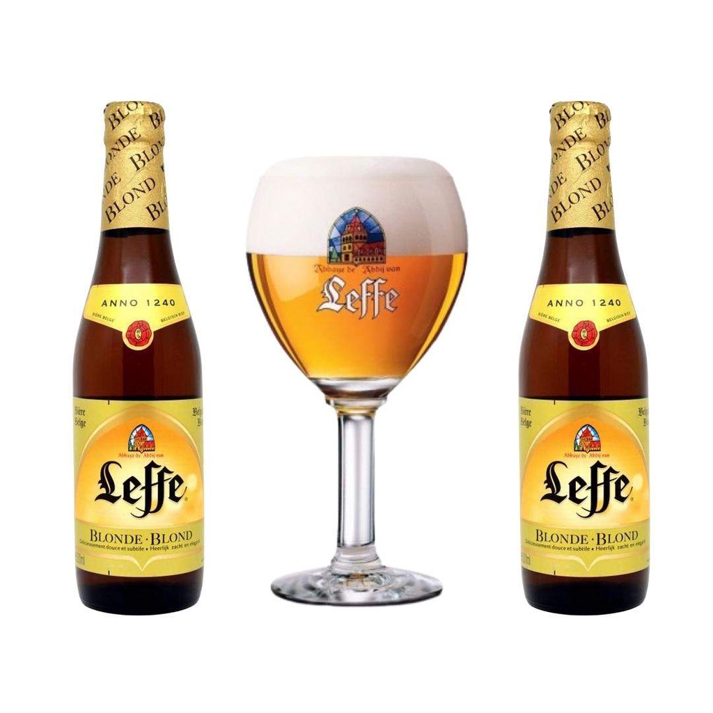 KIT 2 Cerveja Importada Leffe Blond com Cálice | Shopee Brasil