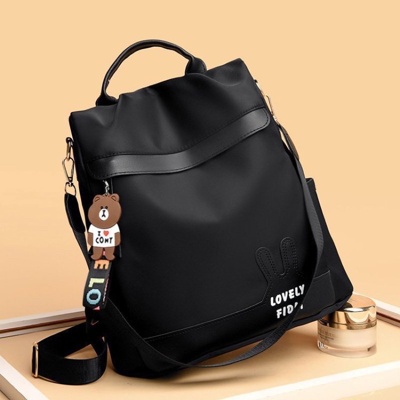 mochila feminina nylon impermeável anti furto “lovely fidm” | Shopee Brasil