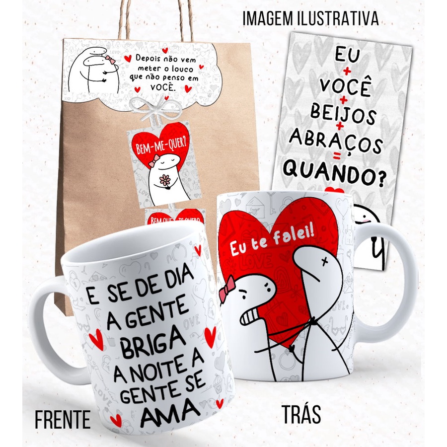 Caneca Meme Flork Bento Dia dos Namorados E se de Dia a Gente Briga ...