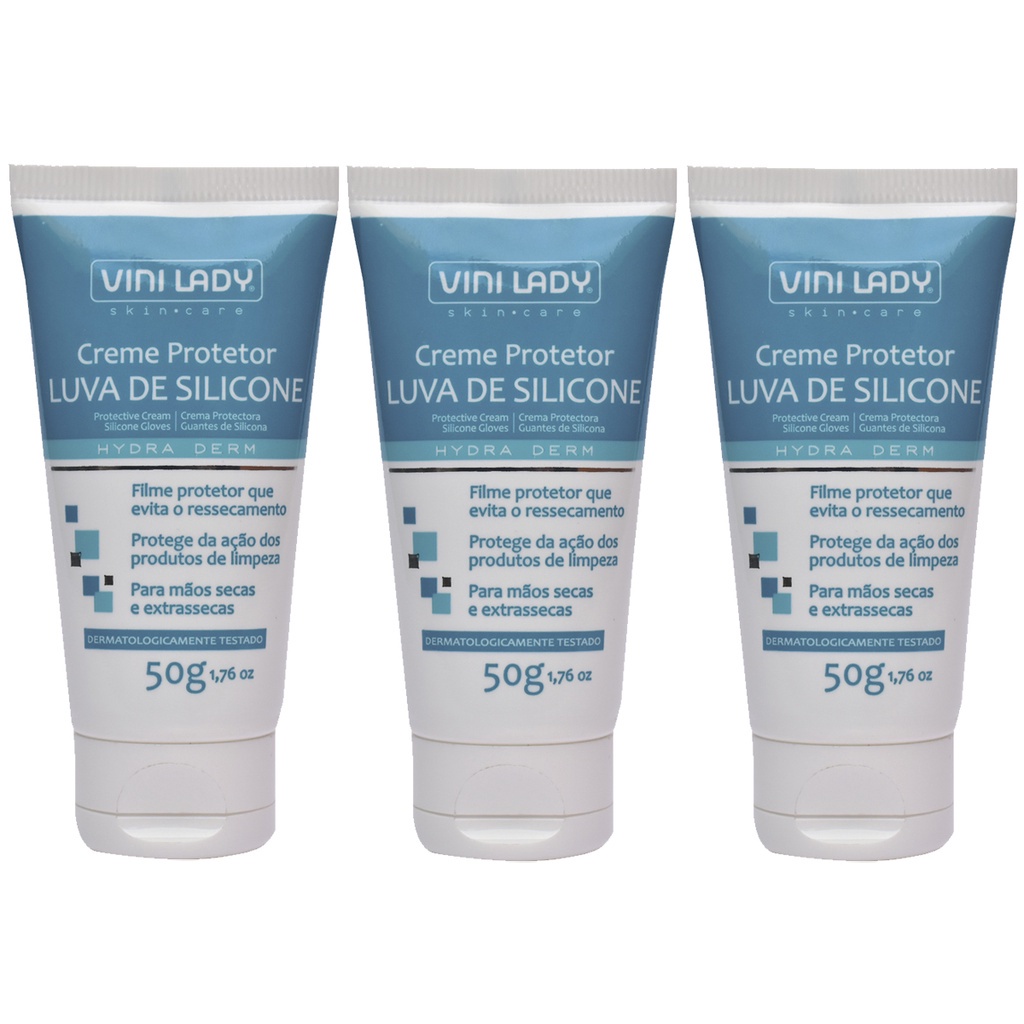 Kit Vini Lady Creme Hidratante Mãos Ressecadas Luva de Silicone - 3x50g ...