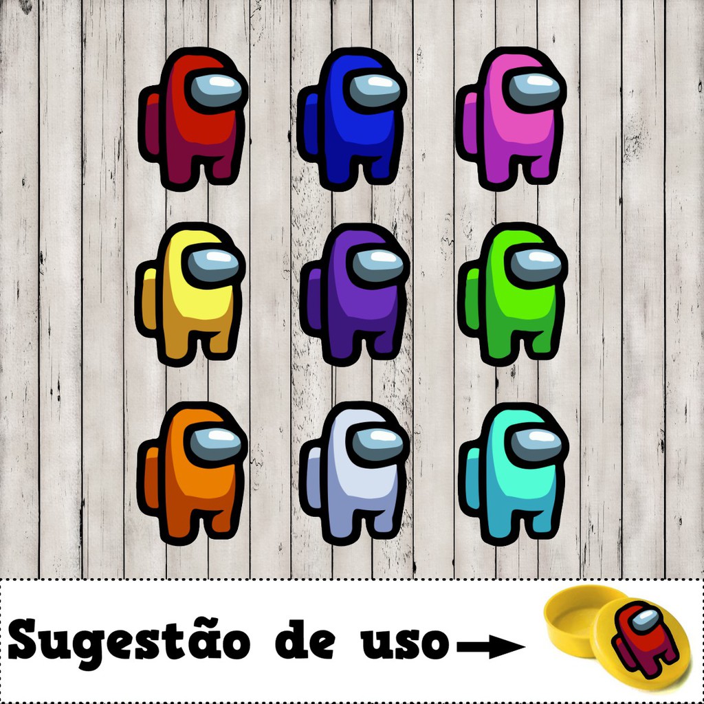 20 unidades de aplique tag para latinhas ou caixinhas Among Us 5 cm ...