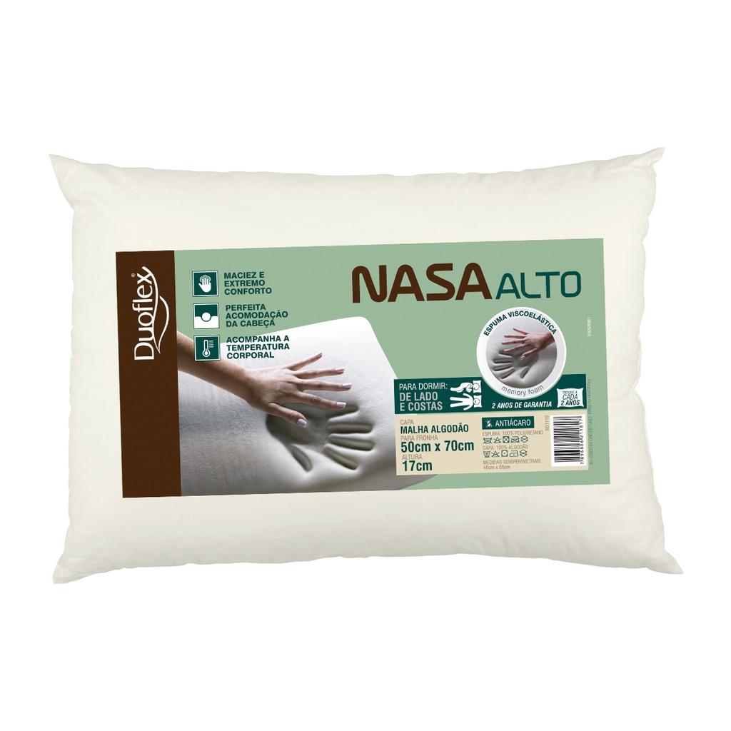 Travesseiro Nasa Alto Duoflex 50x70x17cm | Shopee Brasil