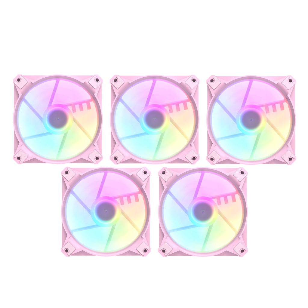 Kit 5 Cooler Fan Gamer Hyrax Rosa, 120mm, A-RGB, - HCL605P | Shopee Brasil