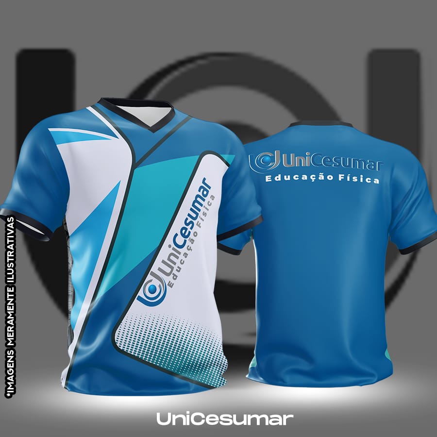 Camiseta UniCesumar Modelo Azul e Branco Convencional Masculino | Shopee Brasil