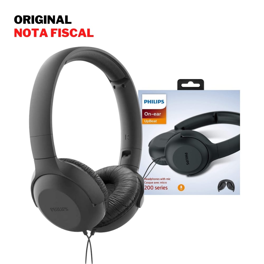 Fone de Ouvido Philips TAUH201 Preto Headphone Headset com Microfone e ...