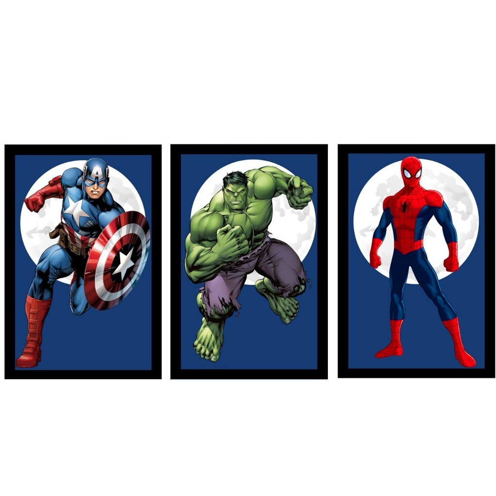 Kit Quadros Decorativos Mosaico 3 Peças trio Infantil Avengers ...