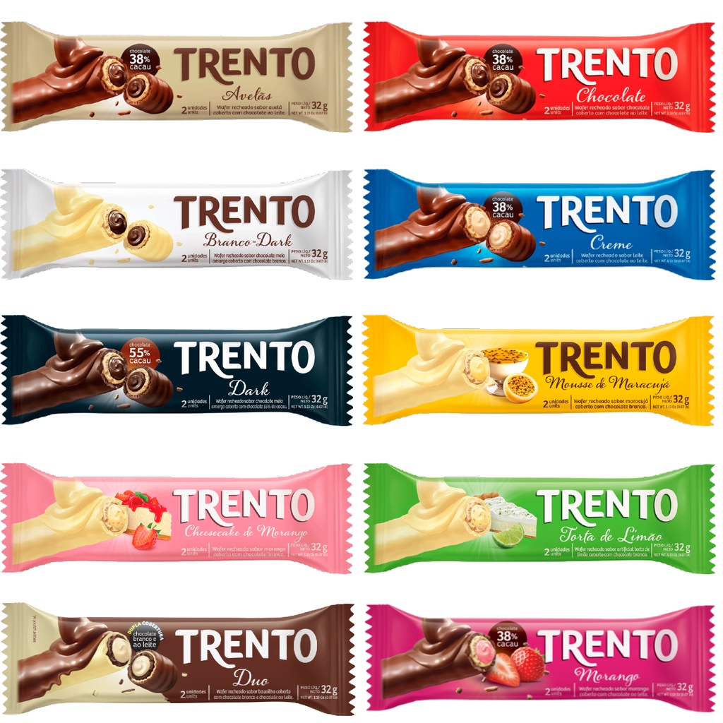 Chocolate Wafer Trento Diversos Sabores 32g - Peccin | Shopee Brasil