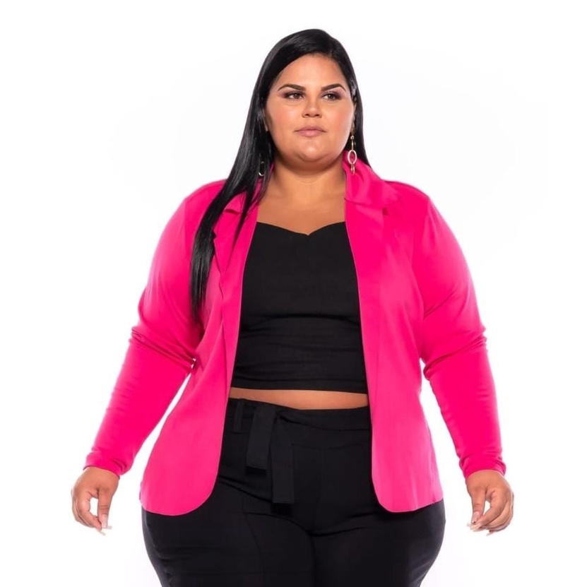 Blazer Casaquinho Em Neoprene Feminino G1 G2 G3 G4 Plus Size Shopee