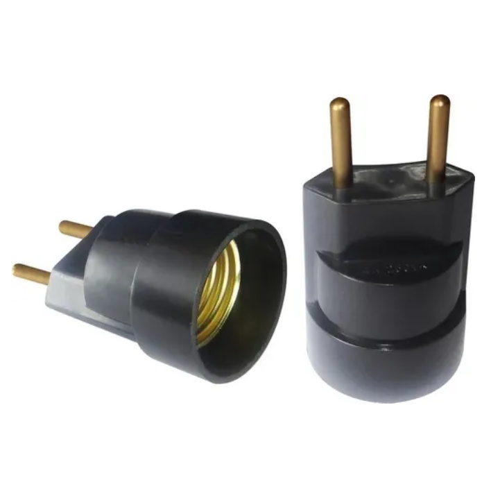 Soquete Pino Porta Lâmpada Adaptador E27 Bocal Tomada Preto | Shopee Brasil