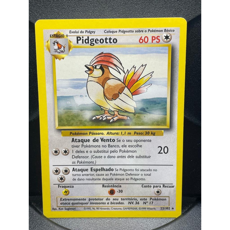 Pidgeotto 22/102 Base Set 1999 Pokemon TCG Antigo | Shopee Brasil