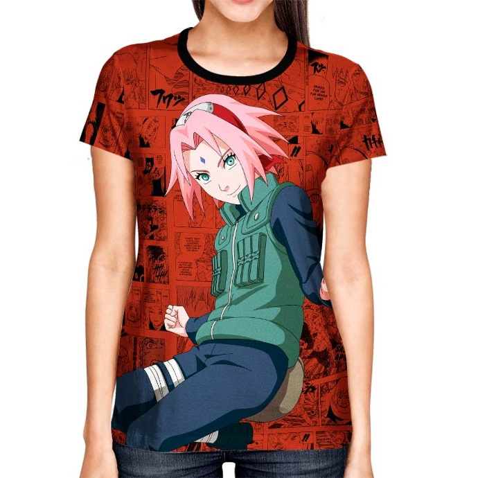 Camisa Full Print Color Mangá Exclusiva - Sakura Modelo 03 - Naruto ...