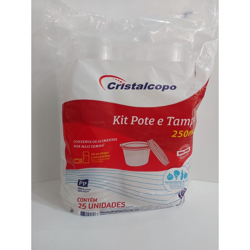 Pote de Bolo 250 ml - c/25 unidades - Marca :Cristalcopo | Shopee Brasil