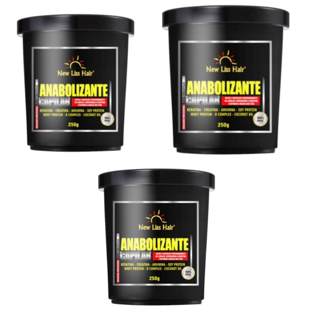 3 anabolizante capilar new lis hair 250g cada crescimento rapido ...