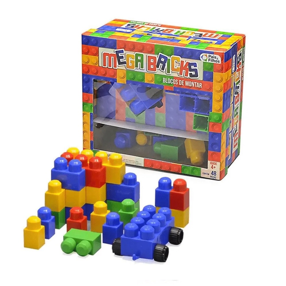 Caixa mega bricks com 48 peças grandes | Shopee Brasil