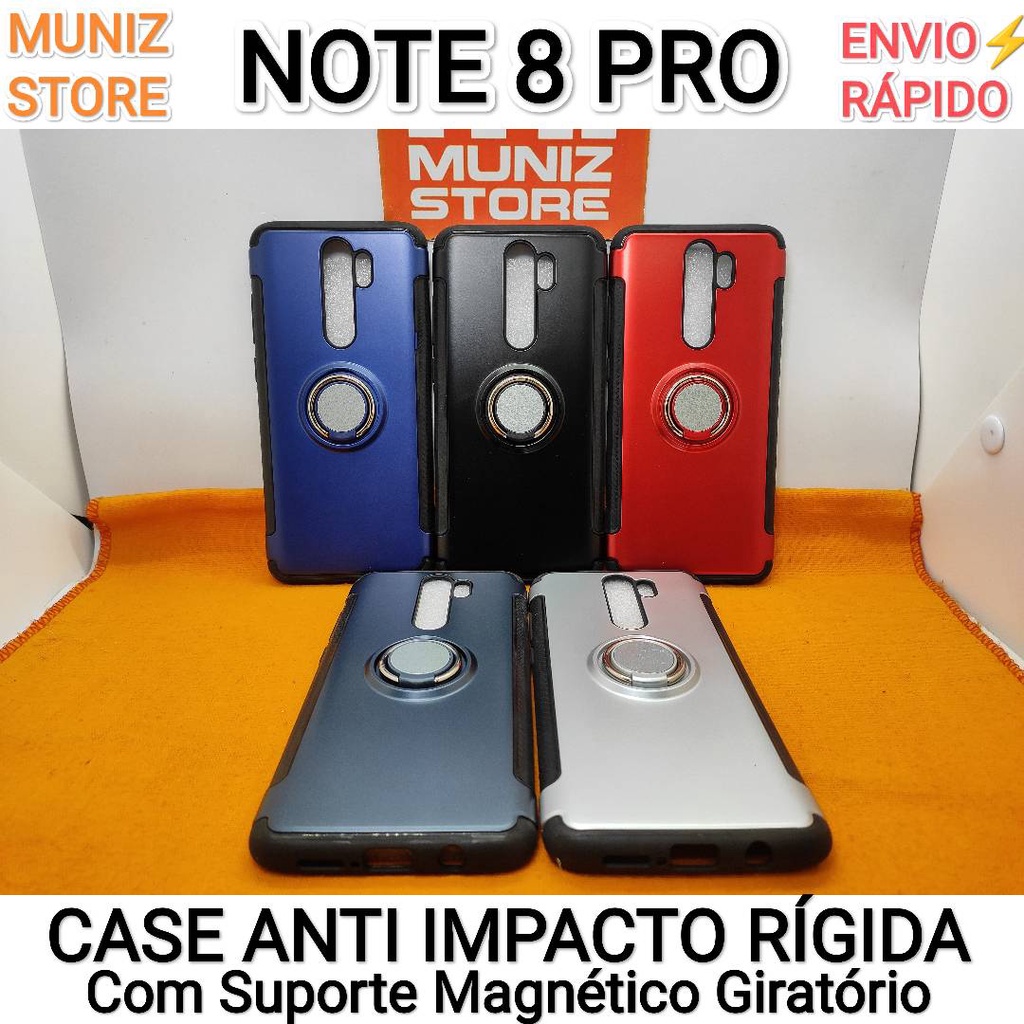 Capa Redmi Note 8 Pro Xiaomi Case Anti Impacto Rígida Capinha Com Suporte Magnético Giratório ...