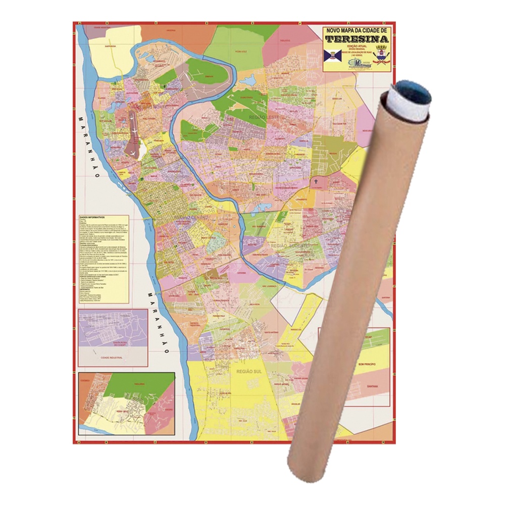 Mapa Teresina Enrolado Laminado Gigante 120x90cm - Atual | Shopee Brasil