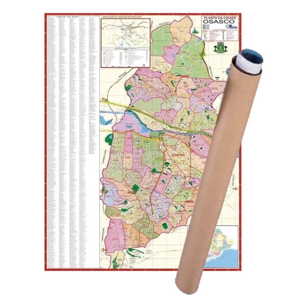 Mapa Osasco Enrolado Laminado Gigante 120x90cm - Atual | Shopee Brasil