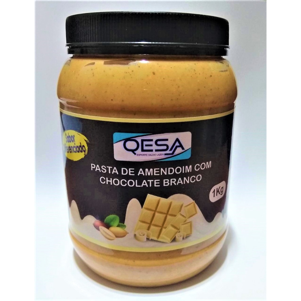 Pasta de amendoim com chocolate branco 1KG Qesa | Shopee Brasil