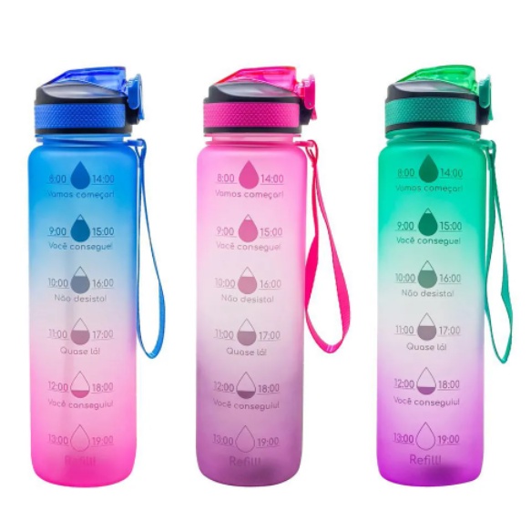 GARRAFA SQUEEZE COLOR DEGRADÊ 1 LITRO ACADEMIA ESCRITORIO ESCOLA ...