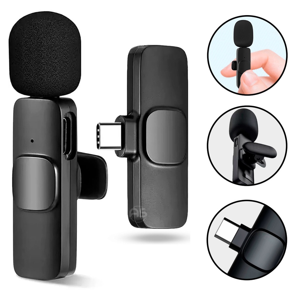 Microfone De Lapela Para Celular Android 2.4 GHz Alcance 20m | Shopee ...