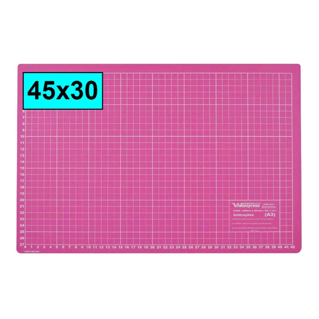 Base Placa De Corte A3 45x30 Rosa Patchwork Scrapbook - Faz a Boa!