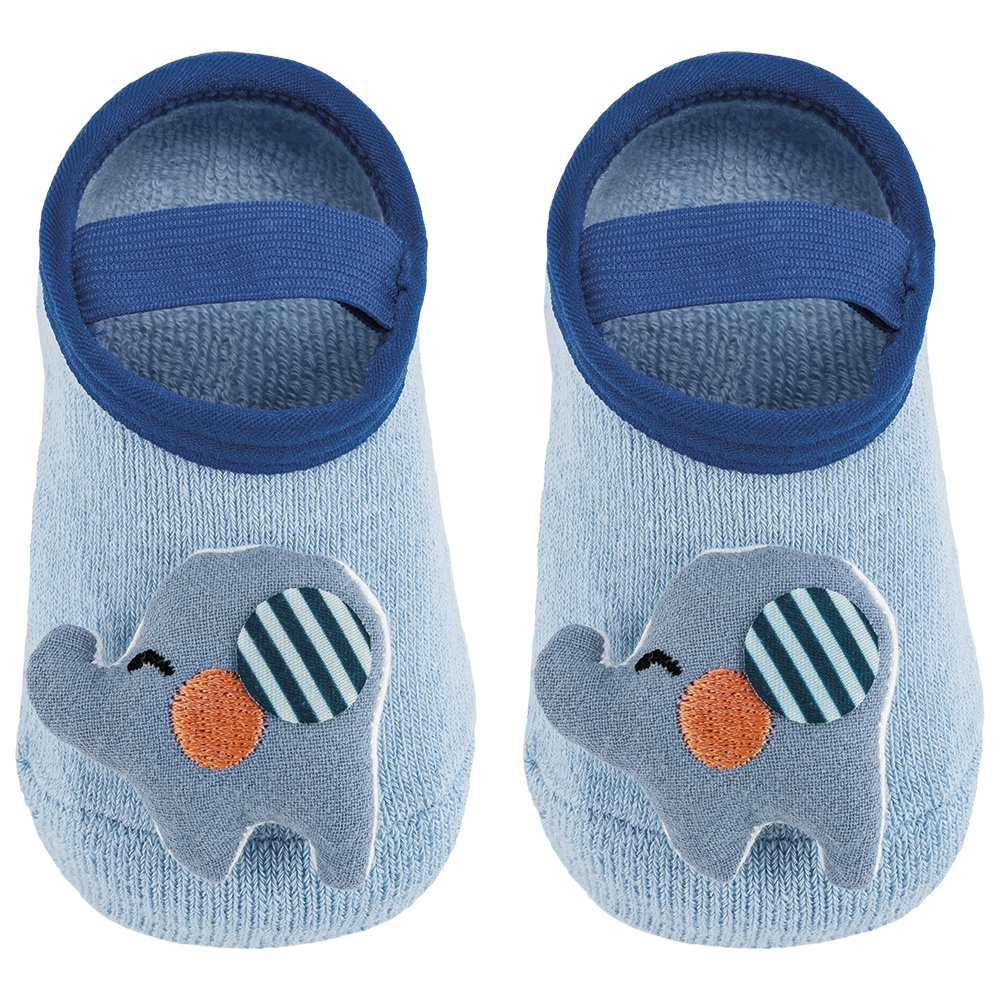 Meias Azul Bebê Sapatilha antiderrapante Elefante 6-12 meses 14528 ...
