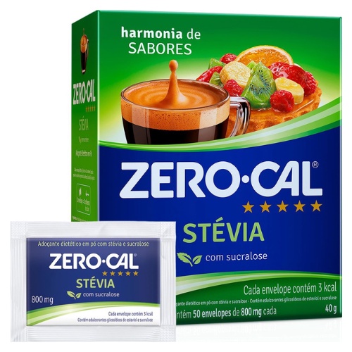 Stevia zero cal 800mg contém 50 sachês | Shopee Brasil