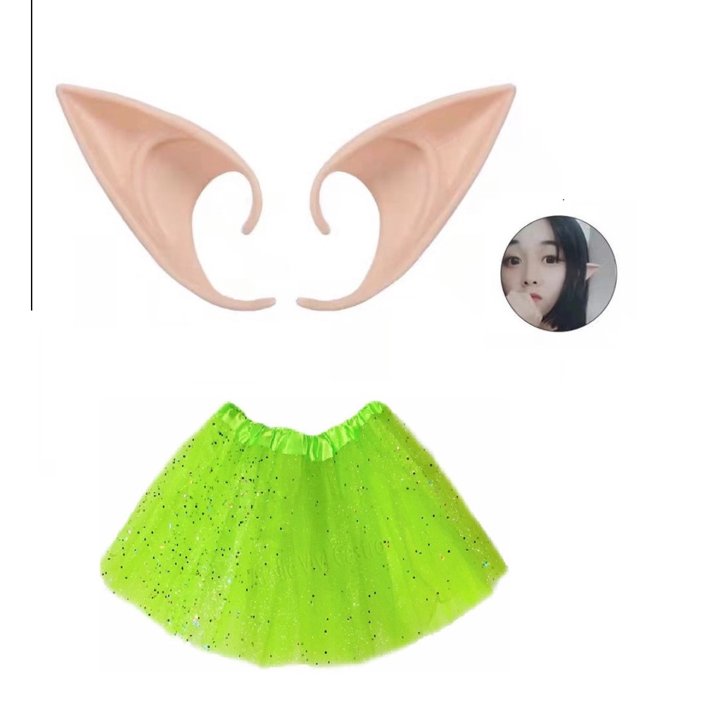 Fantasia Fada Elfo Cosplay Orelha e Saia de tule Carnaval Halloween A ...
