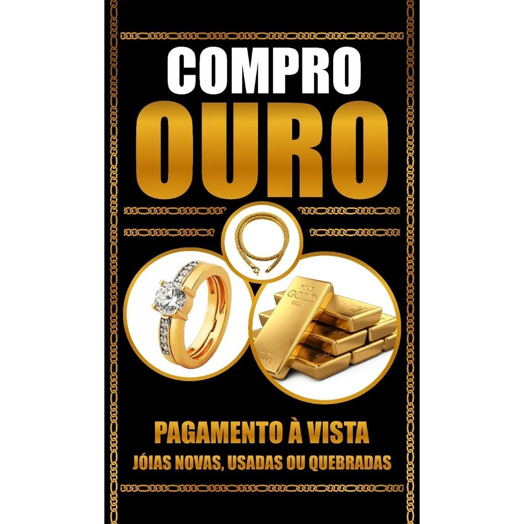 Banner Propaganda Compro Ouro - ESCOLHA O TAMANHO - Lona | Shopee Brasil
