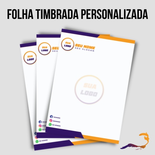Papel Timbrado (Folha Timbrada) Personalizado - 20,50 e 100 unidades ...