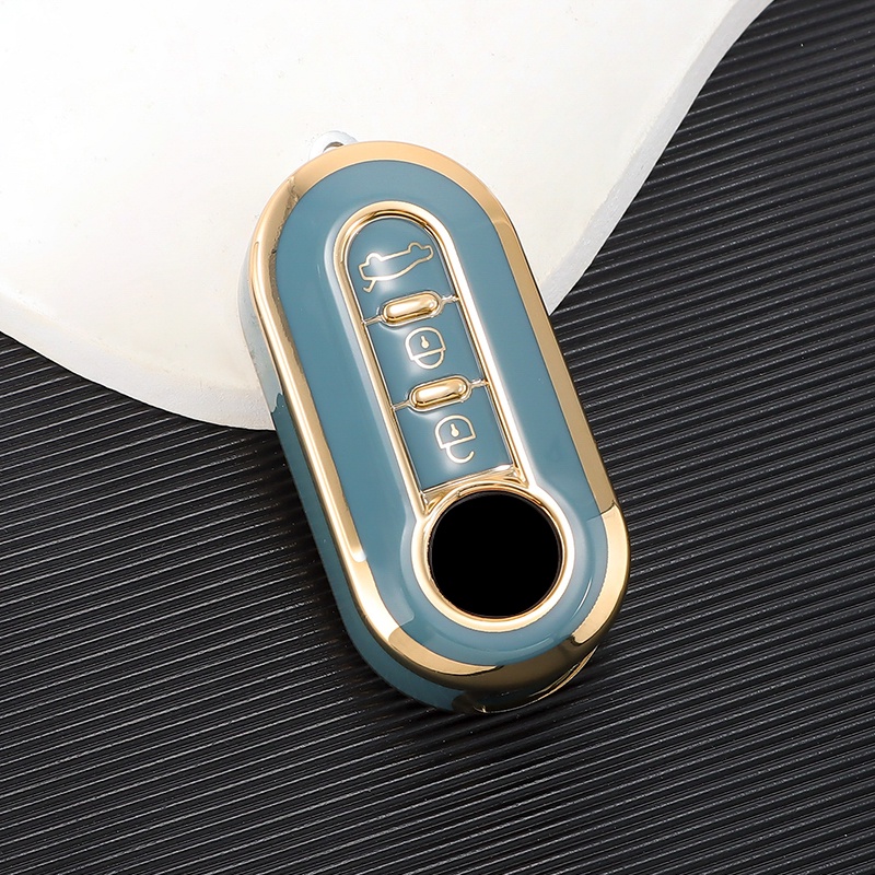 TPU 3 Botões Carro Virar Caso Chave Cobertura Completa Para Fiat 500 ...