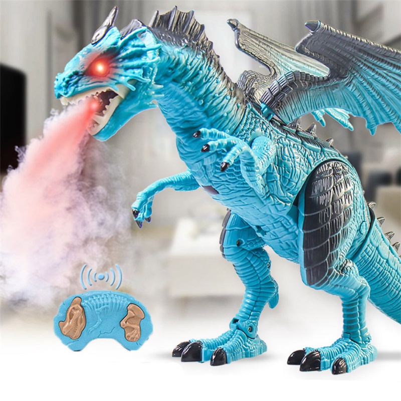 Dragão Dinossauro De Controle Remoto Anda Solta Fumaça C Luz E Som