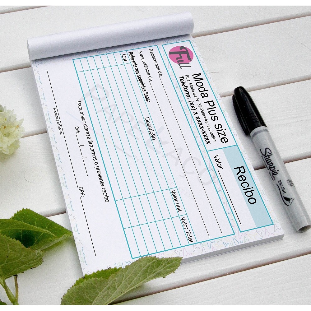 Bloco de Recibo - Personalizado - 100 fls - 10x15cm | Shopee Brasil