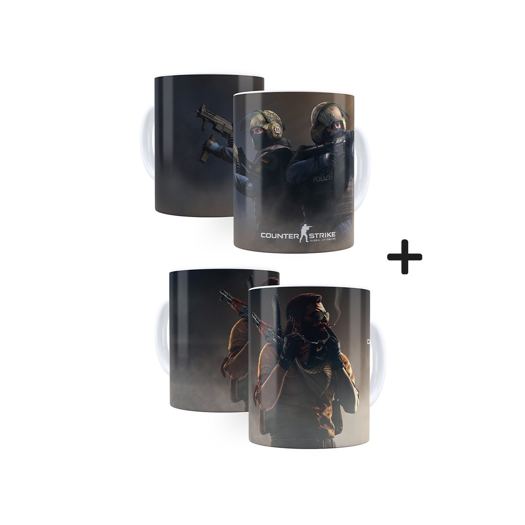Kit de Canecas Counter Strike CT + Caneca CsGo TR + Caixa Presente ...