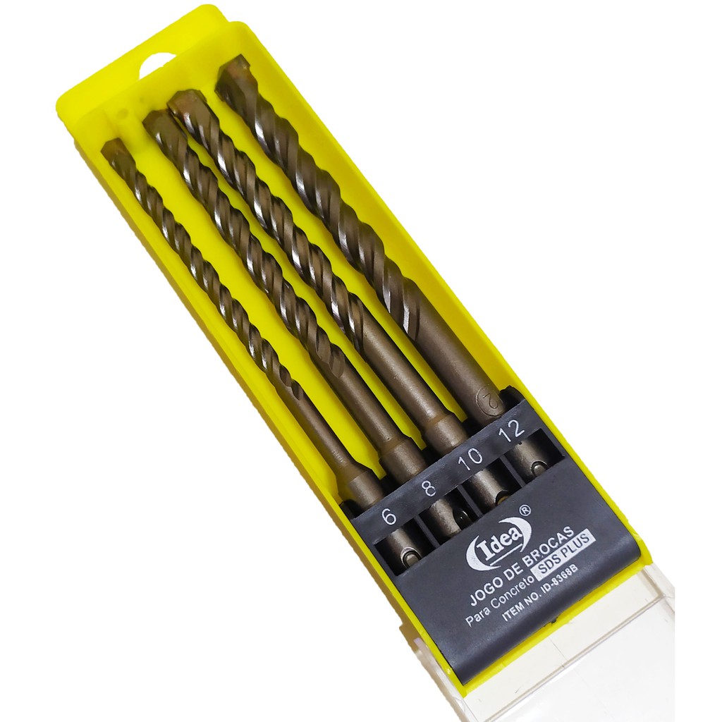 Jogo De Brocas 4 Peças De Wídea Concreto Sds Plus 6 A 12mm | Shopee Brasil