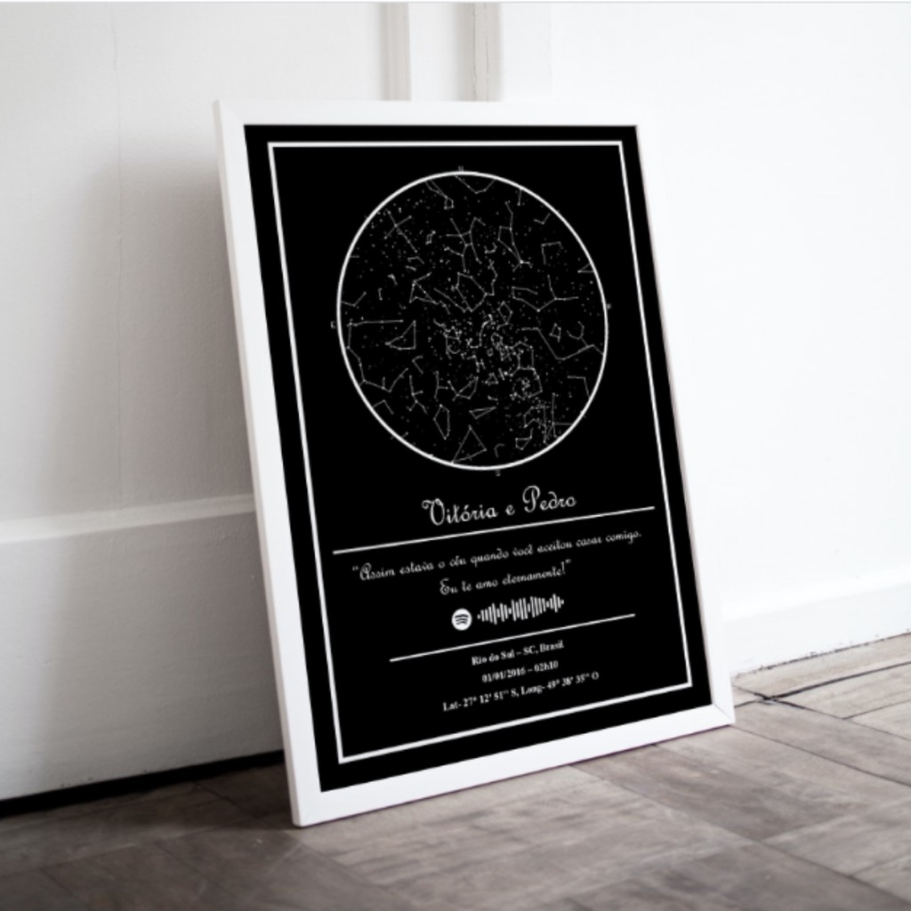 Quadro decorativo Mapa do Céu/ Mapa das Estrelas/ Mapa estelar ...