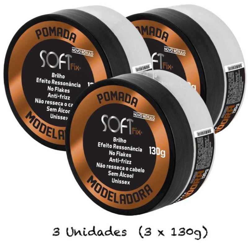 3 Pomada Modeladora Soft Fix - Efeito Ressonância 130g Softfix | Shopee Brasil