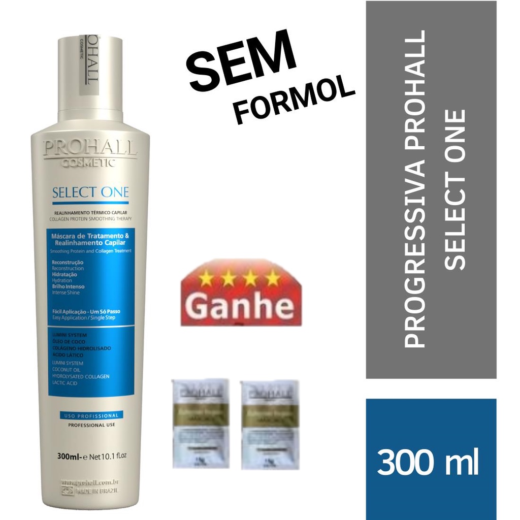 Escova Progressiva Sem Formol Prohall Select One 300ml | Shopee Brasil Escova Progressiva Sem Formol Prohall Select One 300ml | Shopee Brasil