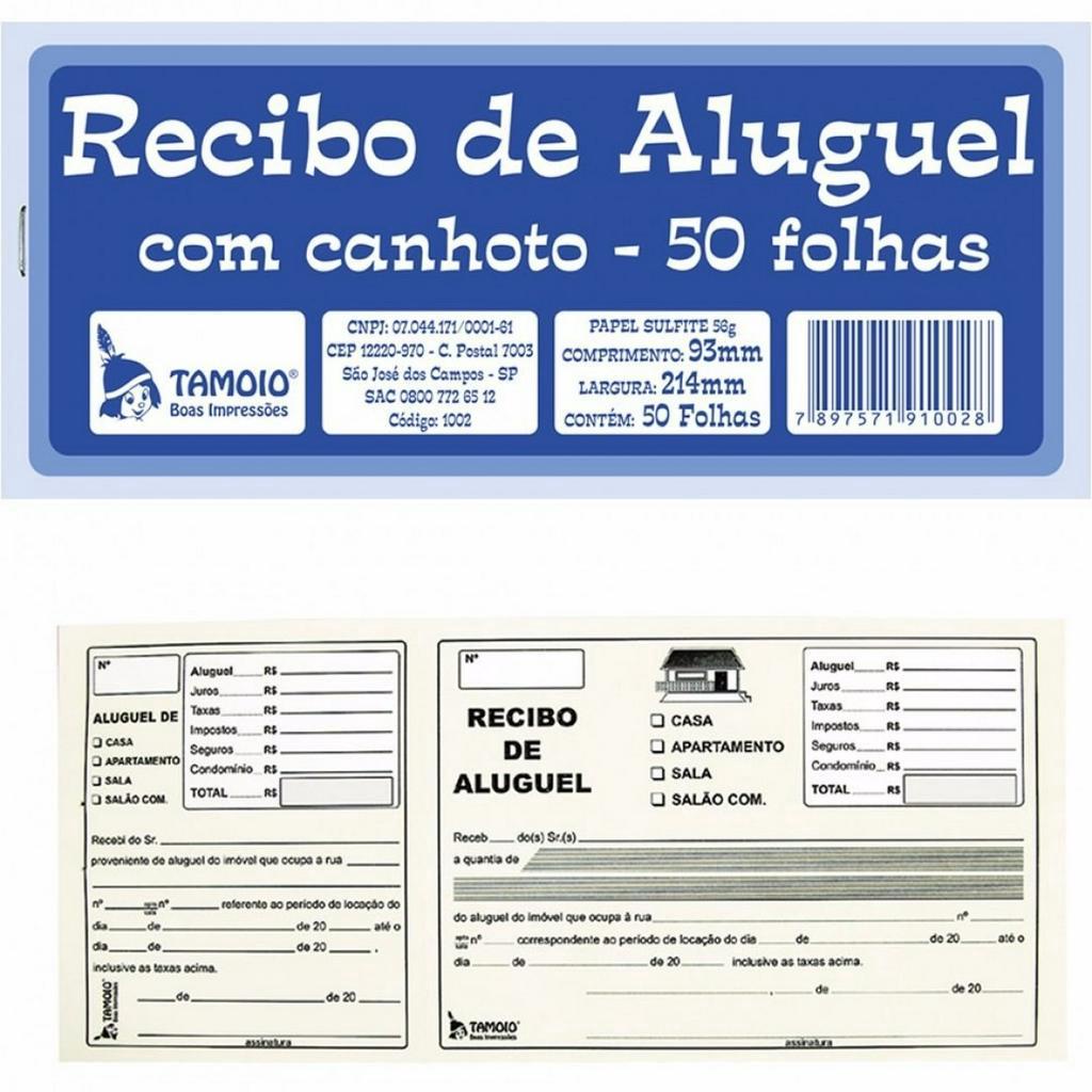 Bloco de Recibo de Aluguel Com Canhoto / 50 Folhas | Shopee Brasil