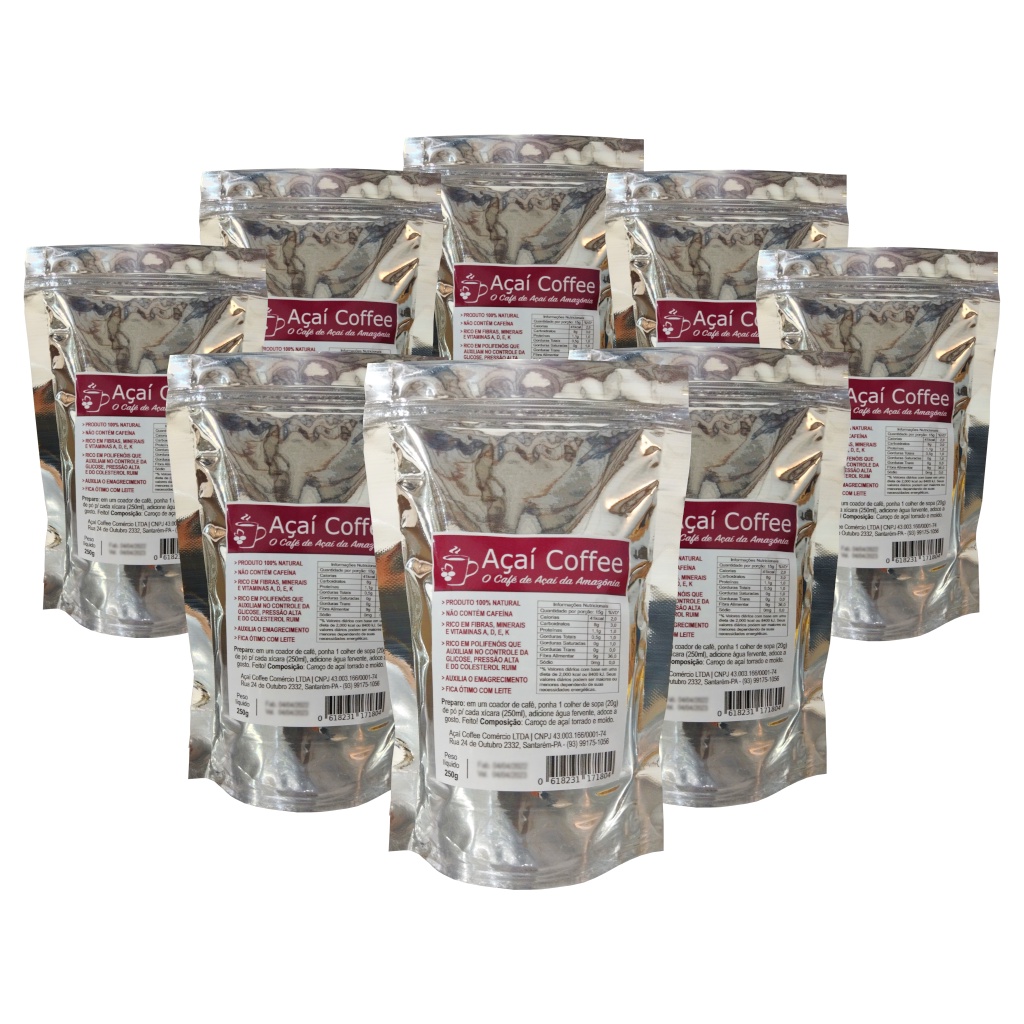 Café de Açaí da Amazônia - 2kg - Açaí Coffee - Kit com 08 pacotes de ...