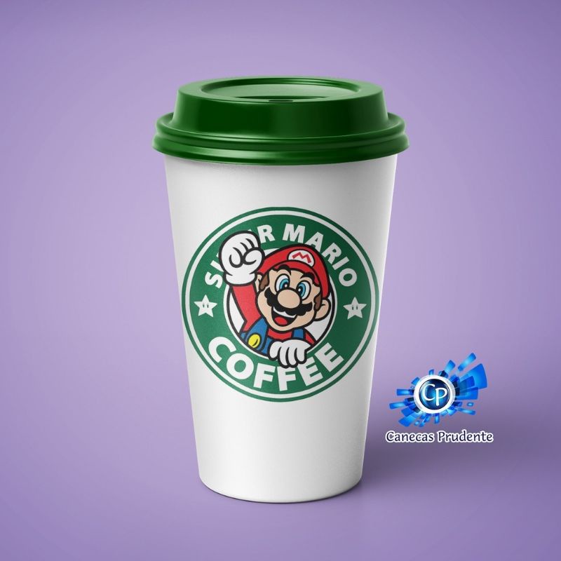 Copo com tampa estilo café Tema Mario Coffee | Shopee Brasil