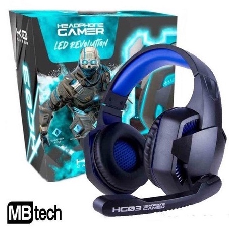 Fone de Ouvido Headphone Gamer Com Led HG03 Headset Azul - MBtech ...