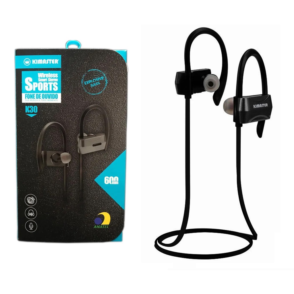 Fone De Ouvido Kimaster K30 Bluetooth Sport Explosive Bass | Shopee Brasil