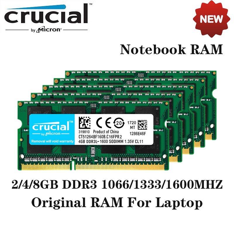 Crucial Ddr3 4GB 8GB 2GB 1066/1333/1600mhz Laptop Ram Ddr3L Pc3- 12800s Memória SODIMM - Faz a Boa!